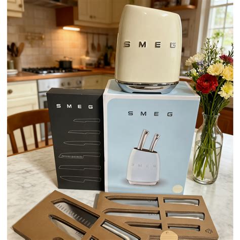 New Smeg Knife Set 7 Piece Knife Block Set Retro Western Western