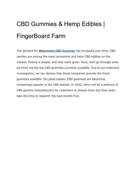 PPT CBD Gummies Hemp Edibles FingerBoard Farm PowerPoint Presentation ID