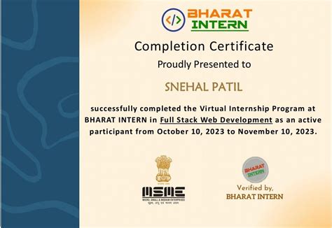 Snehal Patil On Linkedin Growing Bharatintern Webdevelopment