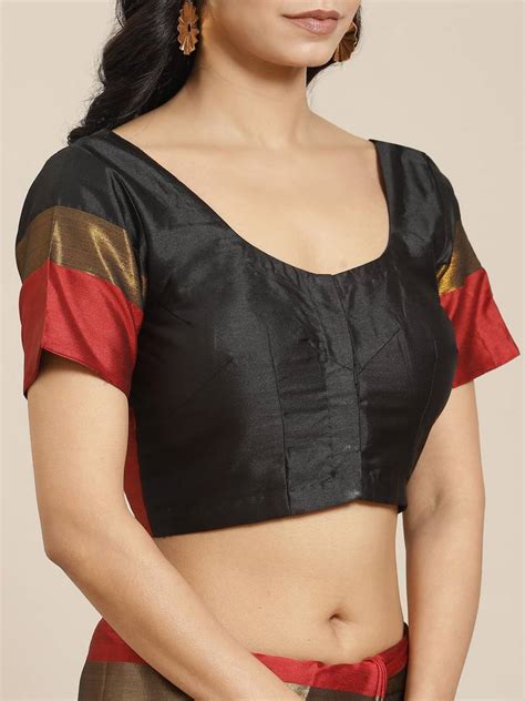 Black Embroidered Cotton Silk Saree With Blouse Serona Fabrics 3878636