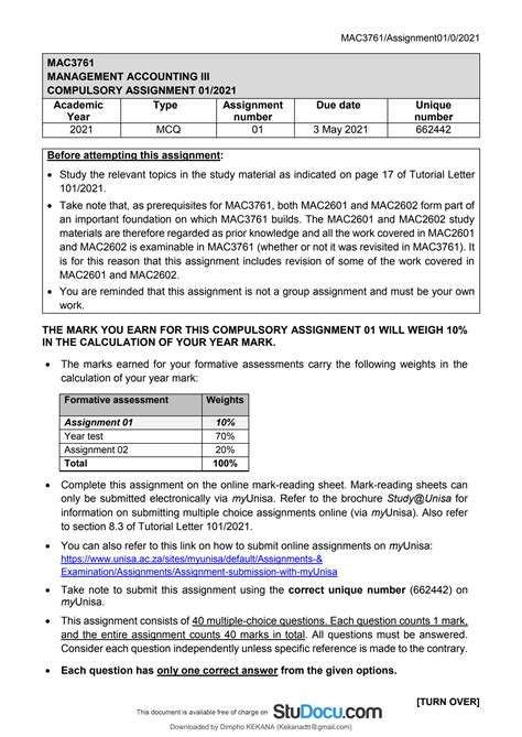 Solution Mac3761 2021 Assignment 1 Questions And Solutions Uosa