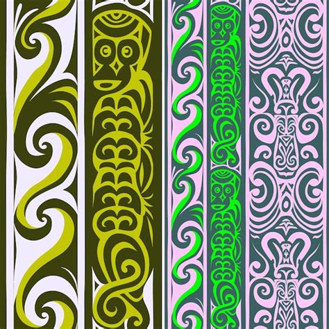 Maori Ta Moko Designs Carved In Human Figures With Chiseled Creative Abstract Geometric Vector