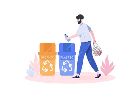 Premium Vector People Collecting Garbage Concept With People Scene In Flat Cartoon Style Man