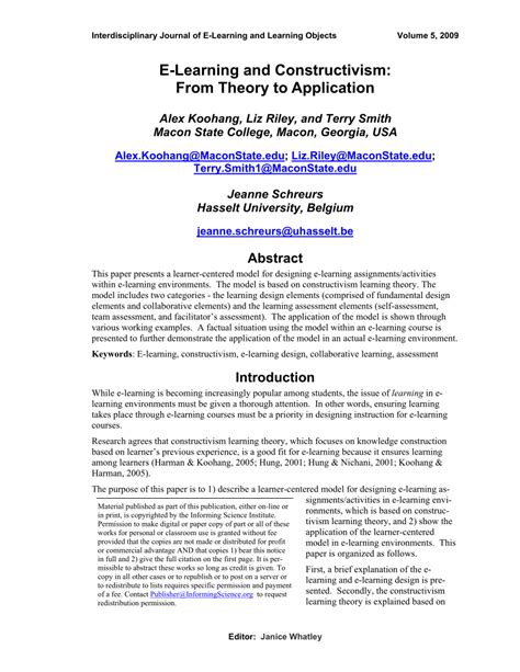 PDF E Learning And Constructivism From Theory To Application