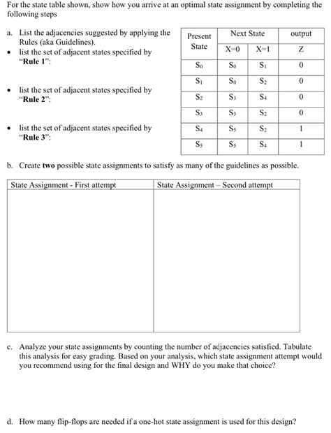 Solved For The State Table Shown Show How You Arrive At An