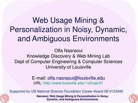 Ppt Web Usage Mining And Personalization In Noisy Dynamic And