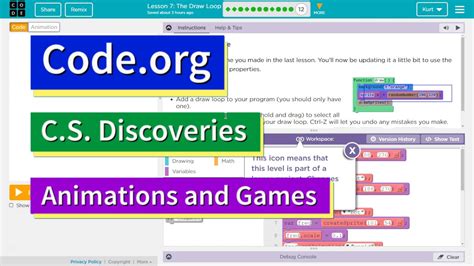 Code Org Lesson E The Draw Loop Tutorial With Answers C S Discoveries Unit YouTube