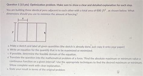 solved question 1 [15 pts] optimization problem make sure