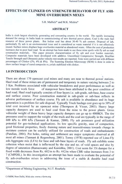 Pdf Effects Of Clinker On Strength Behavior Of Fly Ash Mine