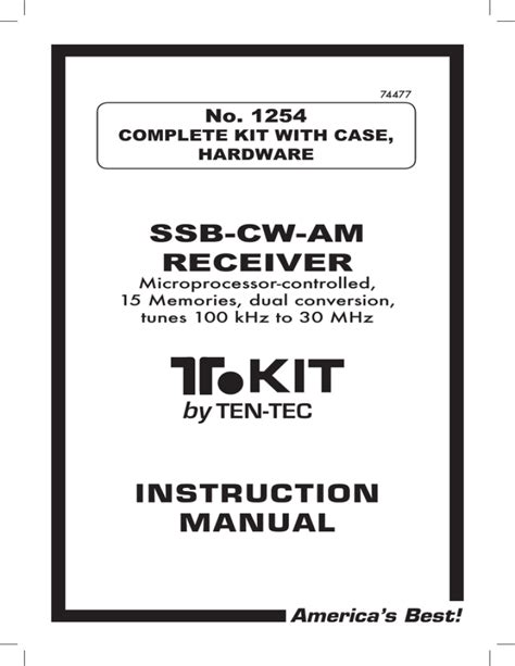 Instruction Manual Ssb Cw Am Receiver