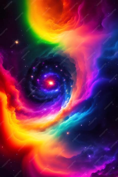 Premium Ai Image Colorful Rainbow Space Galaxy Cloud Nebula Stary
