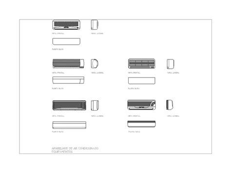 Various Split Air Conditioners In Dwg 1 53 Mb Cad Library