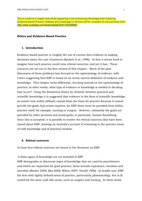 Pdf Ethics And Evidence Based Practice