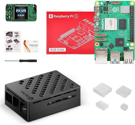 Rastech Raspberry Pi 5 Kit De 8 Gb De Ram Con Funda Pi5 Disipadores De Calor Srewdriver Y