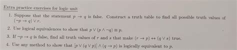 Solved Extra Practice Exercises For Logic Unit 1 Suppose