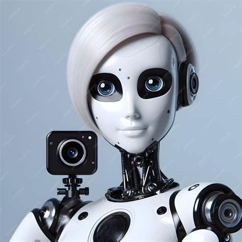 3d Futuristic Woman Humanoid Smart Robot Scifi Black And White Color