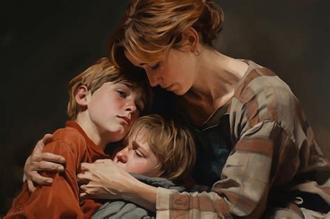 Premium Ai Image Mother With His Son Generative Ai