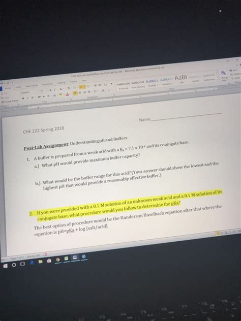 Solved Che 222 Spring 2018 Name Post Lab Assignment