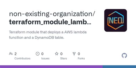 GitHub Non Existing Organization Terraform Module Lambda Dynamodb Terraform Module That