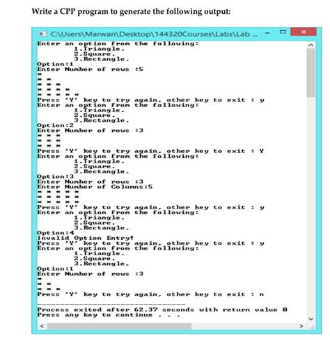 Solved Write A CPP Program To Generate The Following Output Chegg Com