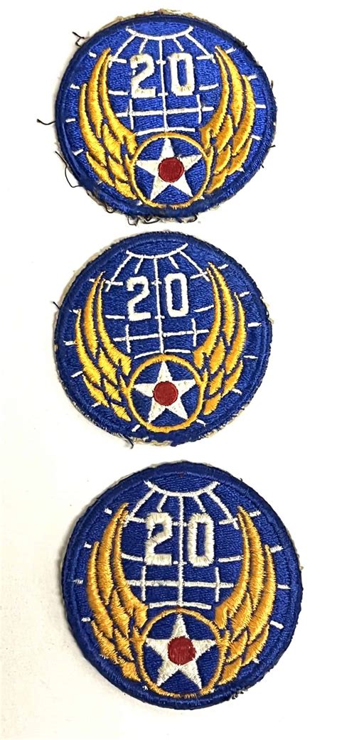 Us Ww2 20th Army Air Corps Patch Lot Of 3 Enemy Militaria