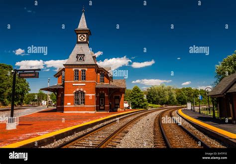 Historic Railroad Station Along The Train Tracks In Point Of Rocks