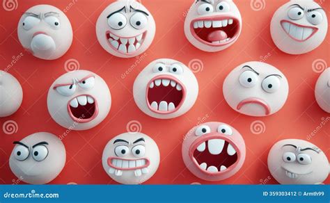 Expressive Faces Show Range Of Emotions And Feelings With 3d Render Expressive Faces Show Range Of Emotions And Feelings With 3d Render