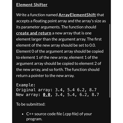 Solved Element Shifterwrite A Function Named