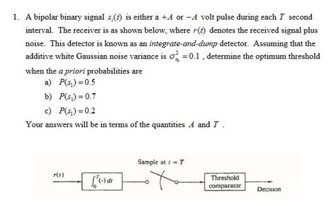 Solved A Bipolar Binary Signal S I T Is Either A A Or A Chegg Com
