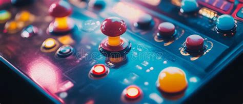 Retro Arcade Fun Closeup Of A Vibrant Game Control Panel With Colorful