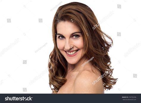 Sideways Topless Woman Posing Over White Foto Stok 276795290 Shutterstock