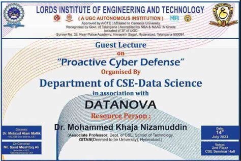 Guest Lecture On Proactive Cyber Defense Lords Institute Of Engineering And Technology Guest Lecture On Proactive Cyber Defense Lords Institute Of Engineering And Technology