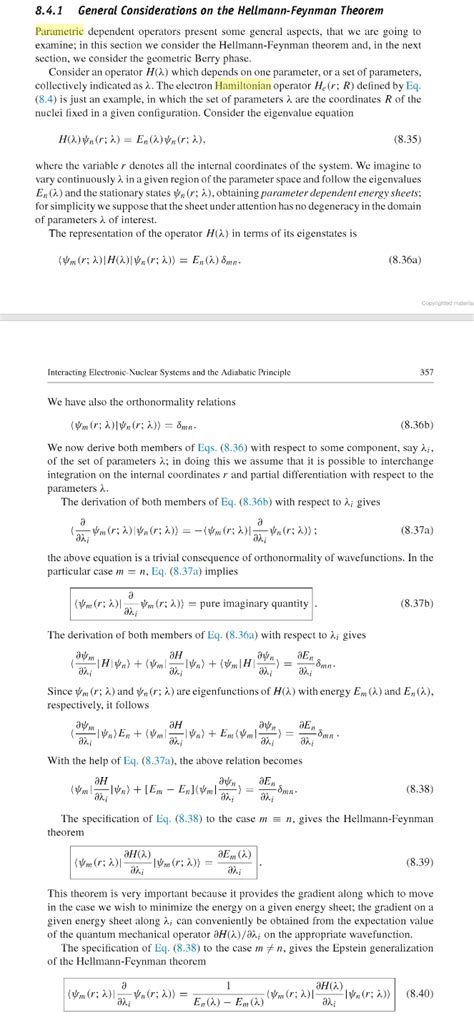 Is There Anyone Who Know About Hellmann Feynman Theorem Researchgate