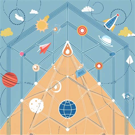 Diverse Objects Cover An Ancient Pyramid Top Stock Illustration