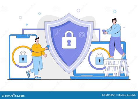 Cyber Security Vector Illustration Concept With Characters Data