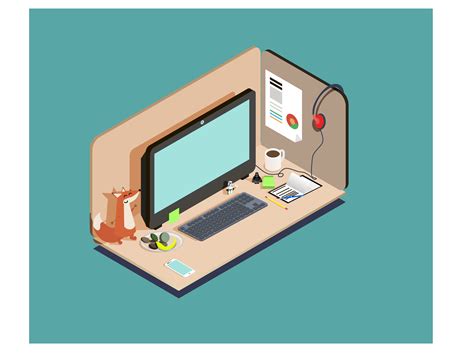 Иллюстрация Рабочий стол в стиле графика