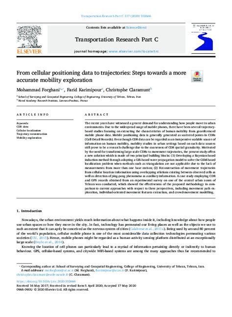 Pdf From Cellular Positioning Data To Trajectories Steps Towards A More Accurate Mobility