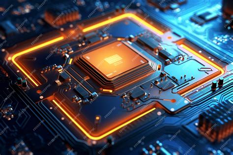 Premium Ai Image Chip On Integrated Circuit Board Created With