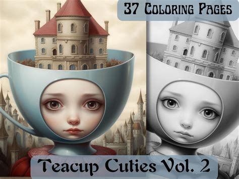 Teacup Cuties Vol 2 Coloring Set Printable Digital Download Etsy