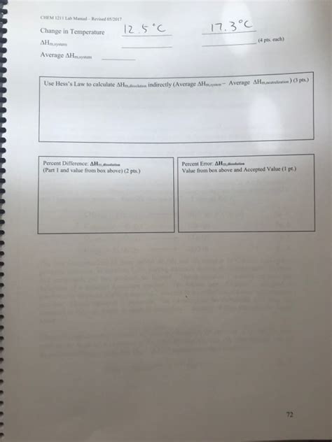 Chem 1211 Lab Manual Revised 05 2017 Enthalpy Of