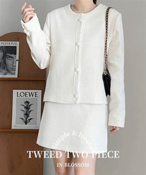 트위드셋업 하객룩 트위드투피스 트위드자켓 데이트룩 에이블리