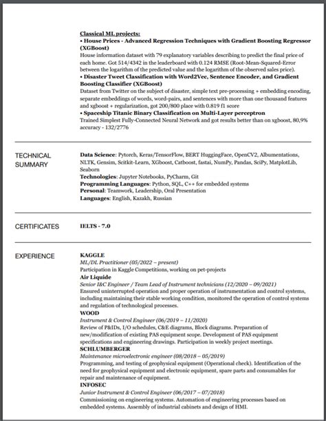 resume for data science especially for deep learning r