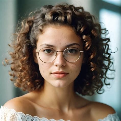 A Woman Wearing Glasses With A White Lace Top And A White Lace Top