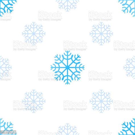 흰색 배경에 파란색 눈송이와 원활한 패턴 다른 크기와 밀도의 눈송이 벡터 감기와 독감에 대한 스톡 벡터 아트 및 기타 이미지 감기와 독감 개념 겨울 Istock