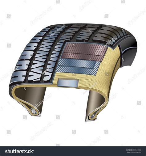 Tire Crosssection Showing Various Layers Used Stock Illustration 390533086