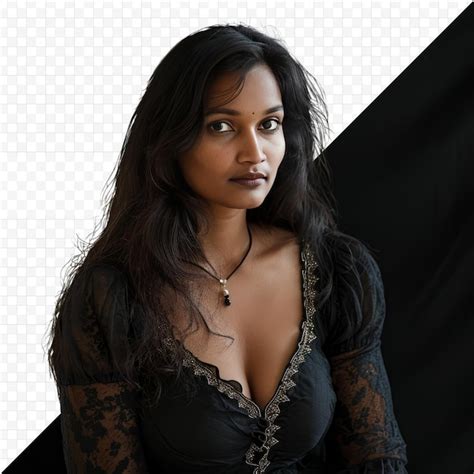 Premium Psd Portrait Of Indian Woman Wearing Black Dress