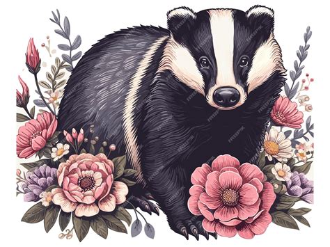 Premium Vector Cute Badger Cartoon Vector Style