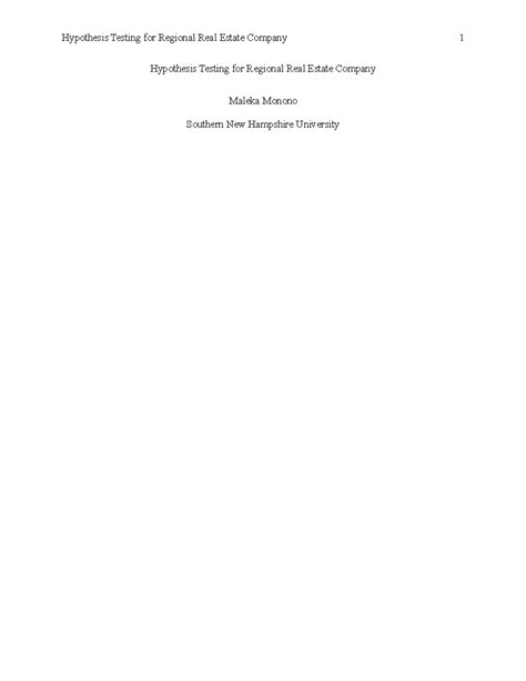 Mat 240 Module 5 Assignment Hypothesis Testing For Regional Real