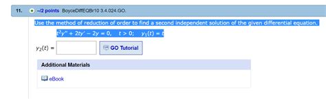 solved use the method of reduction of order to find a second