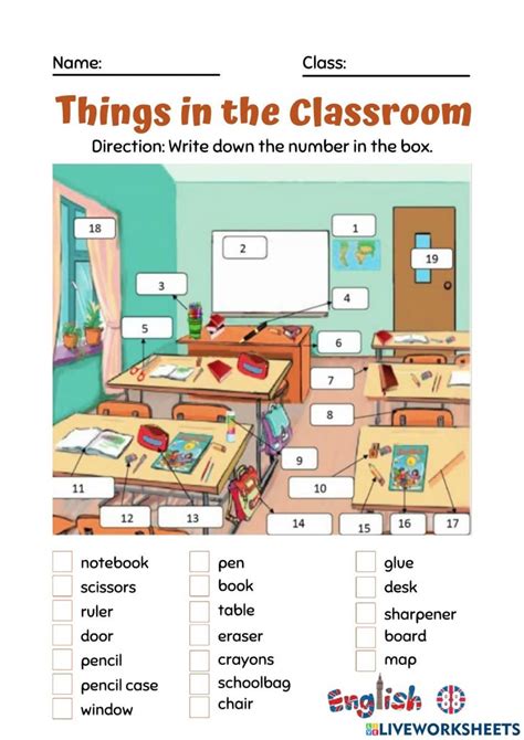Things In The Classroom Interactive Activity For 7 English Lessons